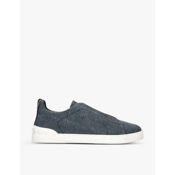 Zegna Triple Stitch Canvas Low-top Trainers - Navy