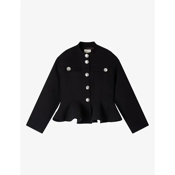 Sandro Peplum-hem Cropped Woven Jacket