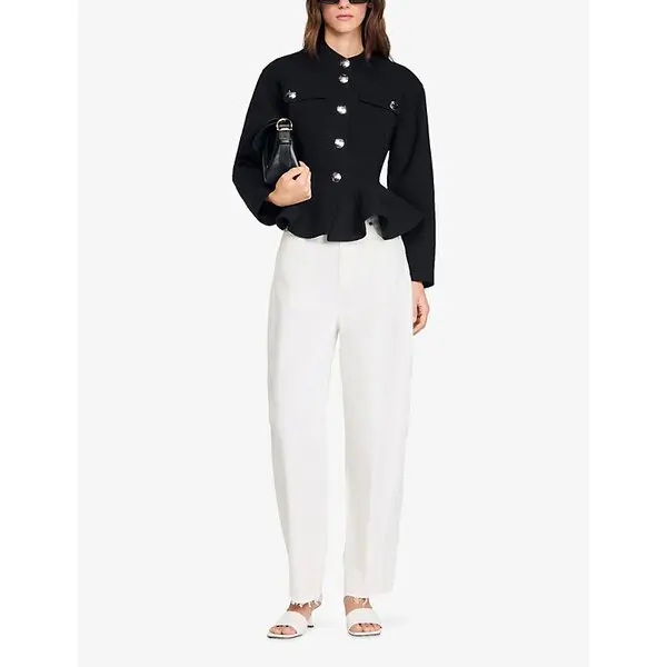Sandro Peplum-hem Cropped Woven Jacket
