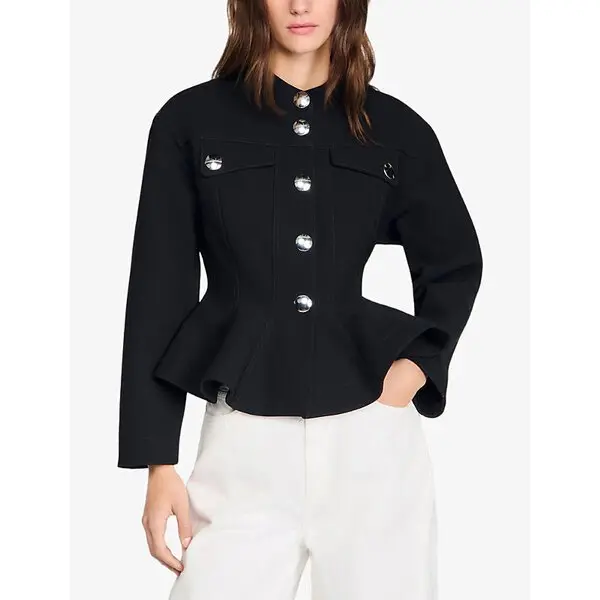 Sandro Peplum-hem Cropped Woven Jacket