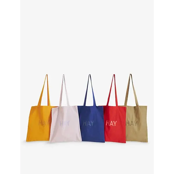 HAY Logo-print Cotton Tote Bag - Mango