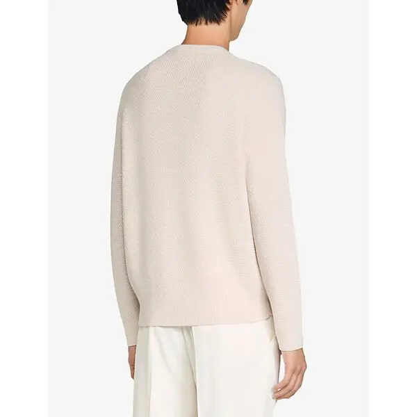 Sandro Wool Knitted Crewneck Jumper - Ecru