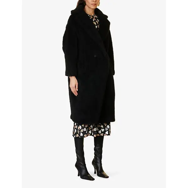 Max Mara Teddy Alpaca Wool-blend Coat - Black