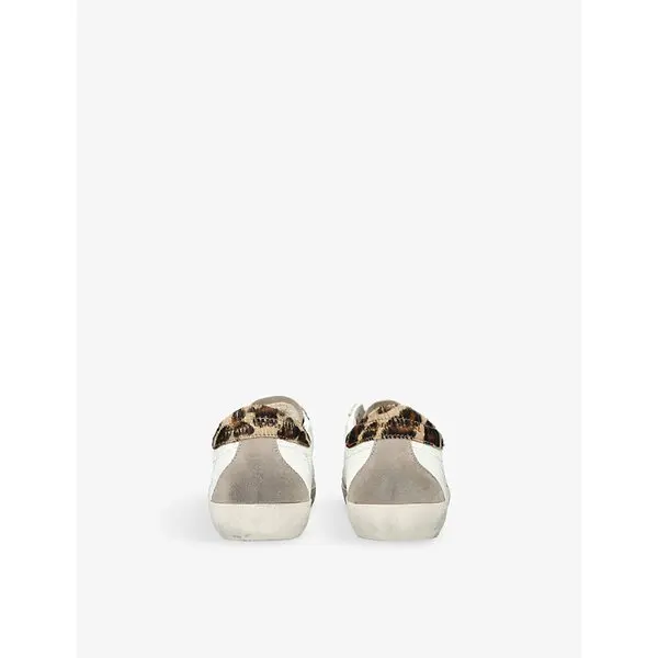 GOLDEN GOOSE Super Star Leather Trainers With Glitter Star And Leopard Trim