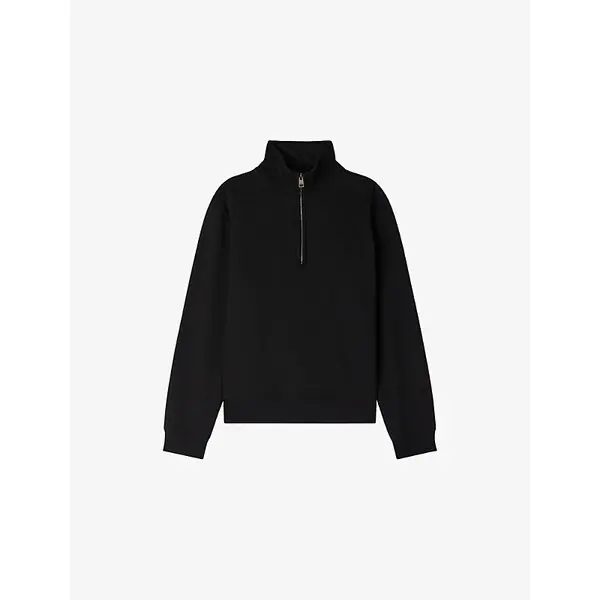 Sandro Funnel-neck Half-zip Sweatshirt - Black