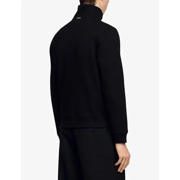Sandro Funnel-neck Half-zip Sweatshirt - Black
