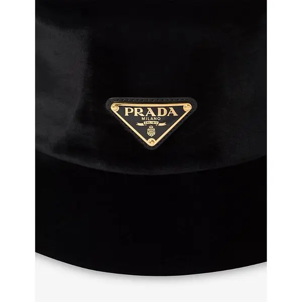 Prada Triangle-logo Velvet Bucket Hat
