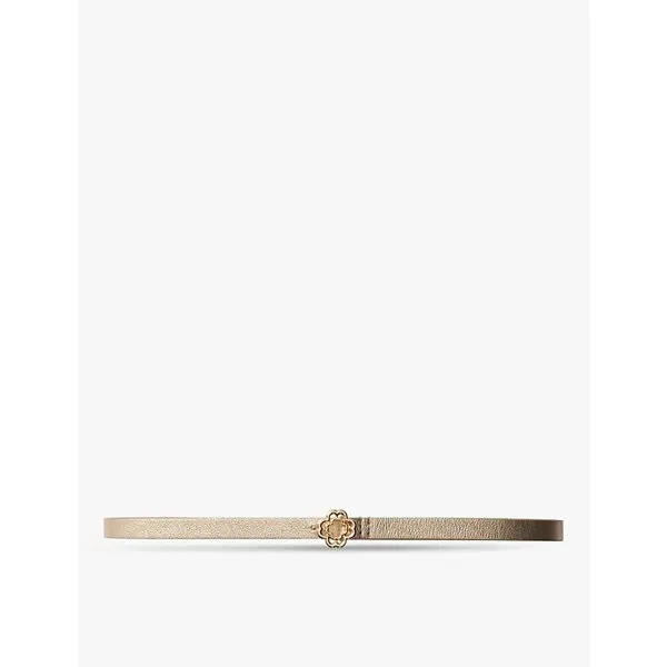 Maje Clover Buckle Metallic Leather Belt - Or