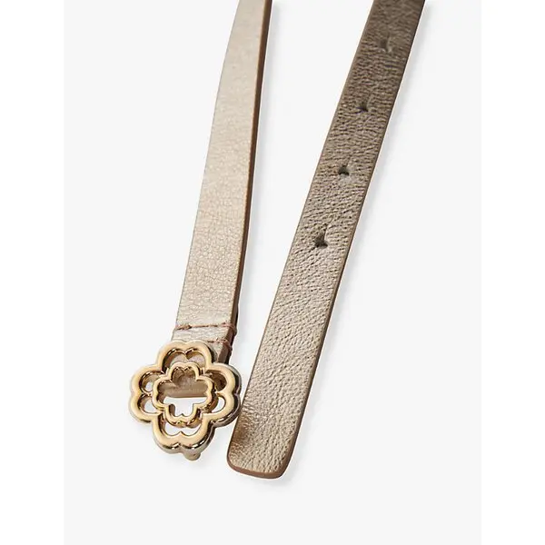 Maje Clover Buckle Metallic Leather Belt - Or