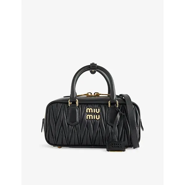 Miu Miu Arcadie Leather Top Handle Bag - Nero