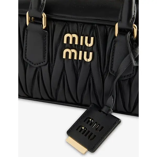 Miu Miu Arcadie Leather Top Handle Bag - Nero