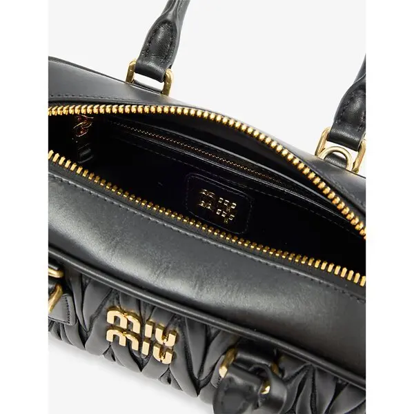 Miu Miu Arcadie Leather Top Handle Bag - Nero