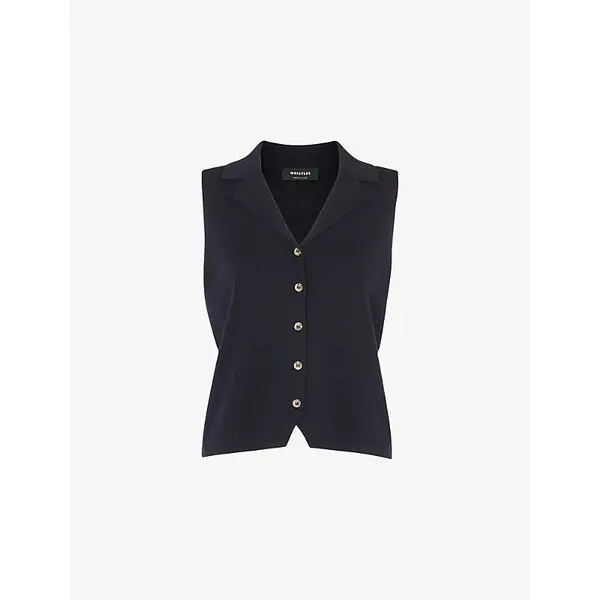 Whistles Maisie Button-front Cotton-blend Tank Top