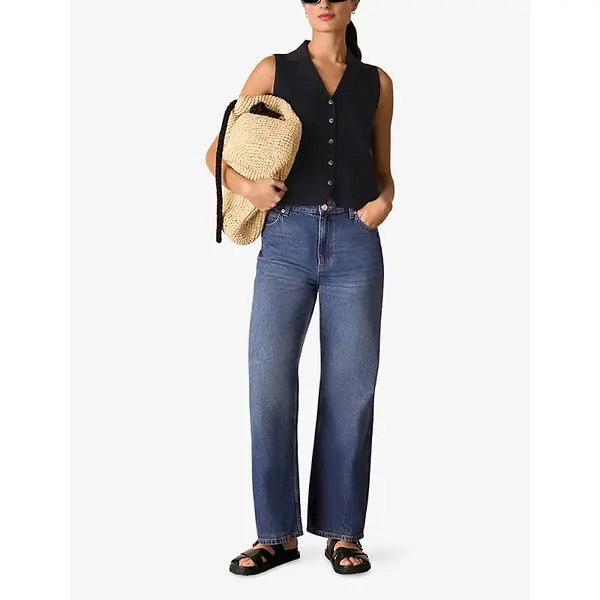Whistles Maisie Button-front Cotton-blend Tank Top