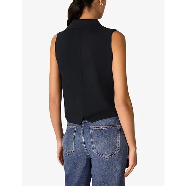Whistles Maisie Button-front Cotton-blend Tank Top