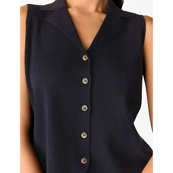 Whistles Maisie Button-front Cotton-blend Tank Top