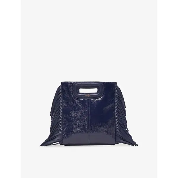 Maje Mini M Branded Leather Bag - Navy