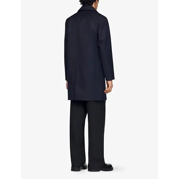 Sandro Lapel-collar Regular-fit Technical Wool-blend Coat