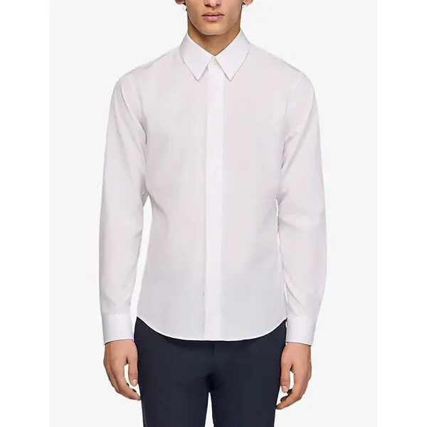 Sandro Classic-collar Long-sleeve Cotton Shirt