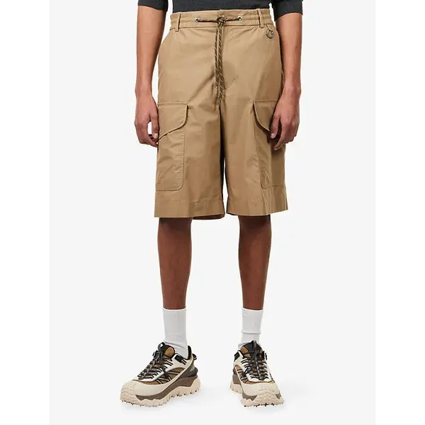 Moncler Logo-charm Cotton Poplin Cargo Shorts - Tan