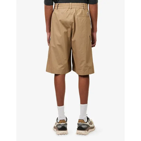 Moncler Logo-charm Cotton Poplin Cargo Shorts - Tan