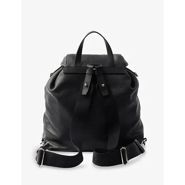 Prada Logo-embellished Medium Leather Backpack - Black