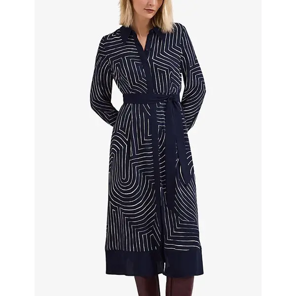 PHASE EIGHT Geometric-print Woven Midi Shirt Dress