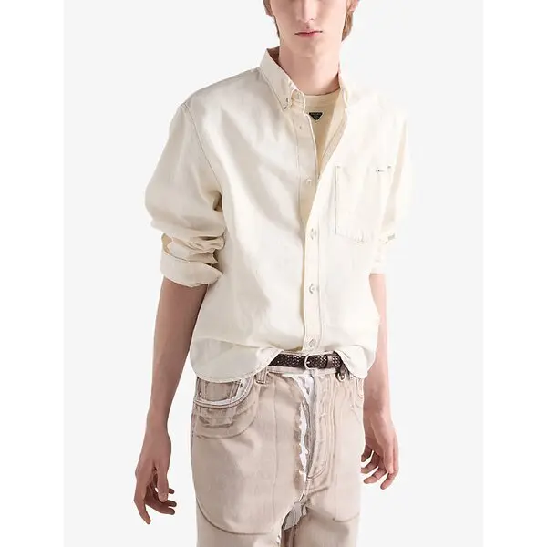 Prada Chambray Cotton-linen Shirt