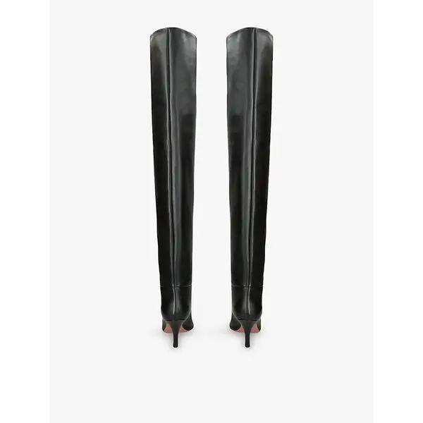Amina Muaddi Jamie 80 Leather Thigh-high Boots - Black
