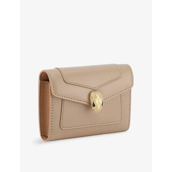 BVLGARI Serpenti Forever Business Leather Card Holder - Beige