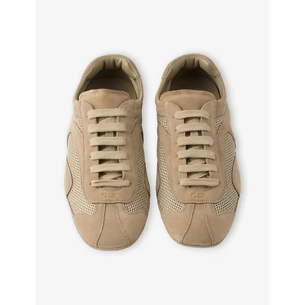Prada Montecarlo Re-edition 2005 Suede And Mesh Trainers - Neutral
