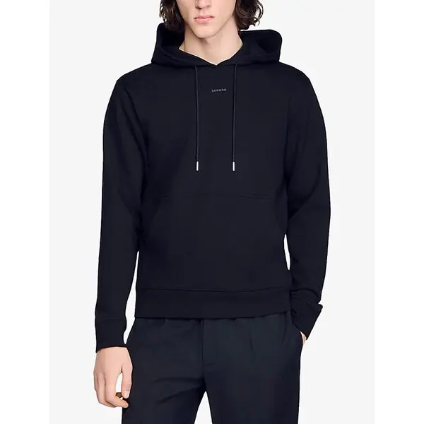 Sandro Logo-embossed Cotton Hoodie - Black