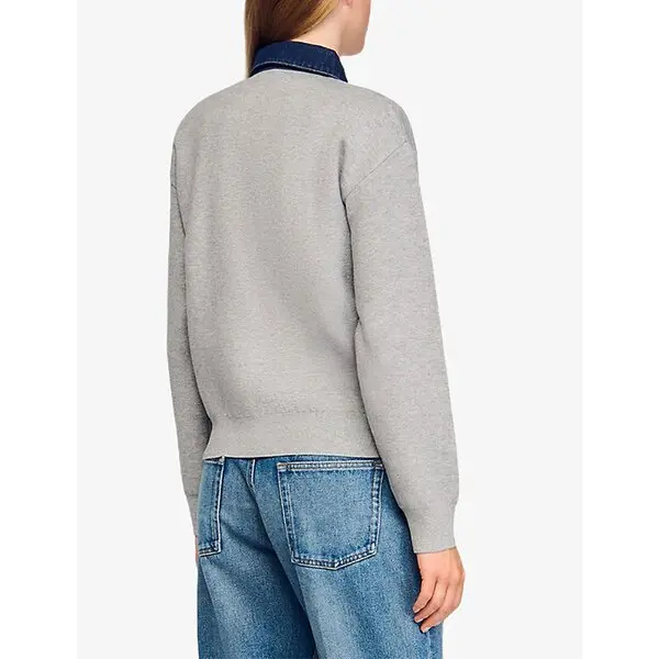 Sandro Denim Button-down Polo-collar Knitted Jumper