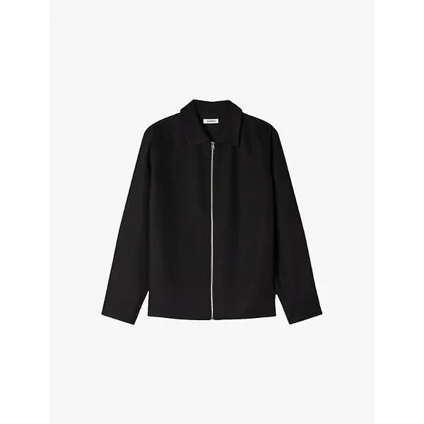Sandro Relaxed-fit Zip-up Woven Shirt - Black