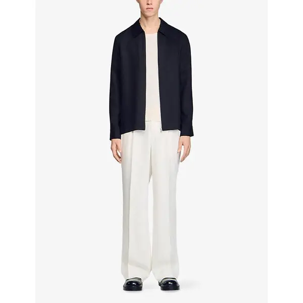 Sandro Relaxed-fit Zip-up Woven Shirt - Black