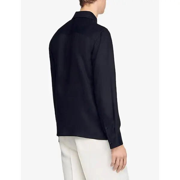 Sandro Relaxed-fit Zip-up Woven Shirt - Black
