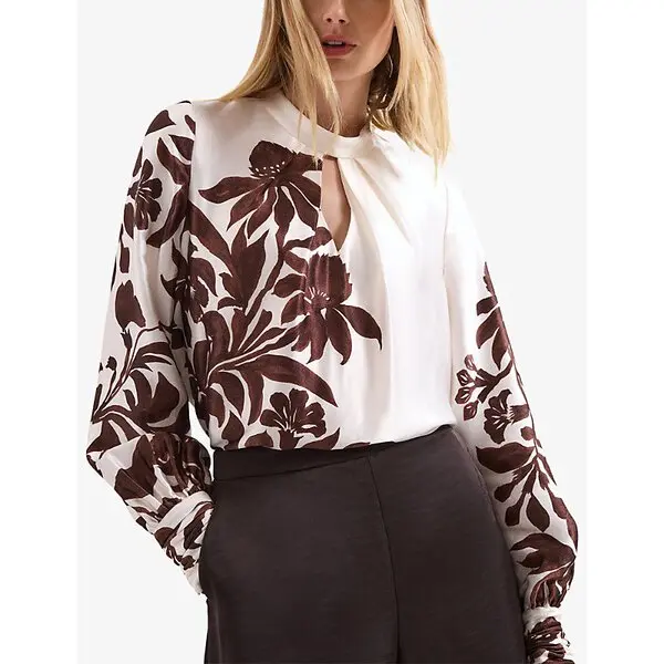 PHASE EIGHT Hattie Floral-print Satin Blouse