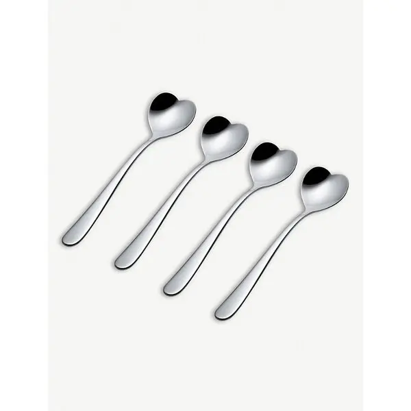 ALESSI Heart Stainless Steel Tea Spoons Set Of Four - Silver