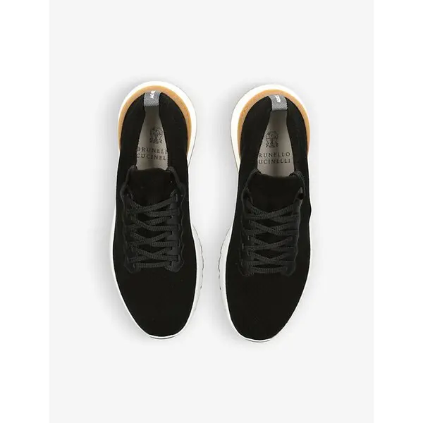 Brunello Cucinelli Cotton-knit Low-top Trainers With Logo Detail