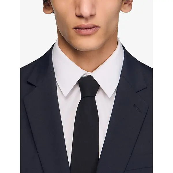 Sandro Lapel-collar Slim-fit Stretch Wool-blend Blazer
