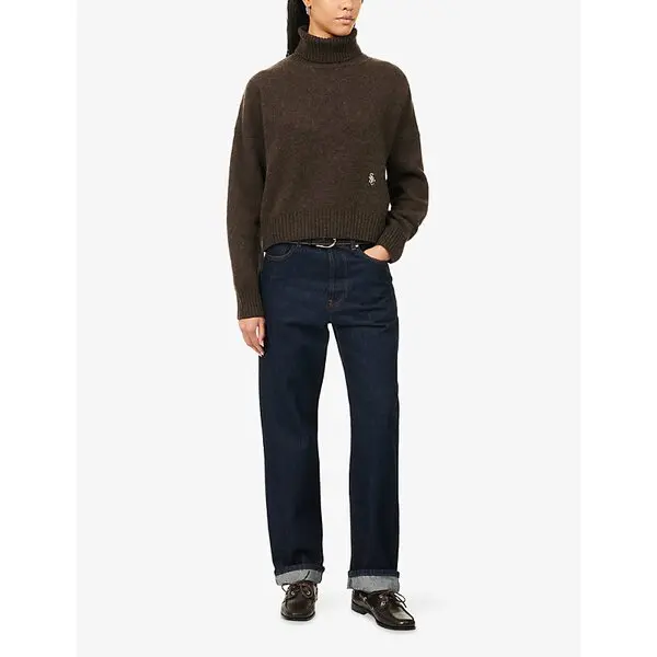 Sporty & Rich Logo-embroidered Turtleneck Wool Jumper