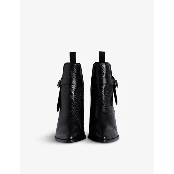Zadig&Voltaire Tyler Python-effect Leather Heeled Ankle Boots