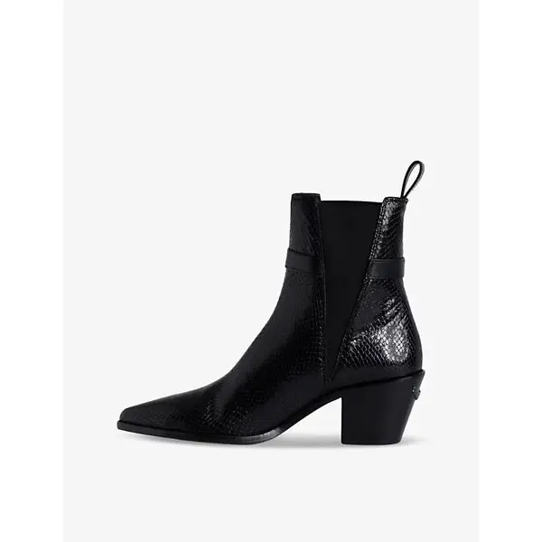 Zadig&Voltaire Tyler Python-effect Leather Heeled Ankle Boots
