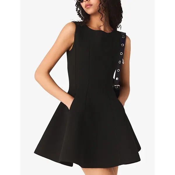 Maje Bow-embellished Knitted Mini Dress - Black