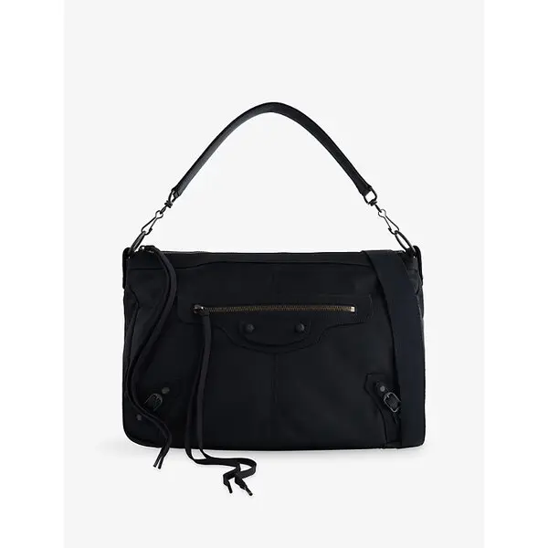 Balenciaga Le City Moto Medium Shell-woven Bag - Black