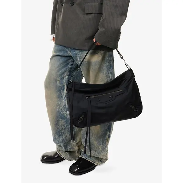 Balenciaga Le City Moto Medium Shell-woven Bag