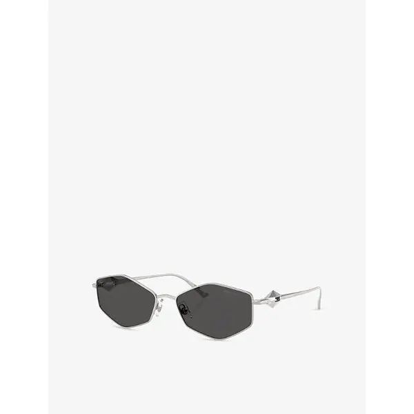 JIMMY CHOO Oval Frame Metal Sunglasses - Silver