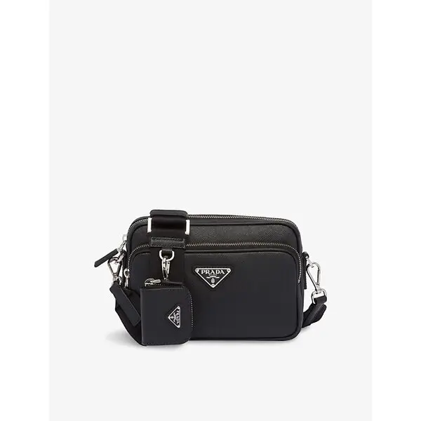 Prada Brand-plaque Saffiano Leather Shoulder Bag - Black