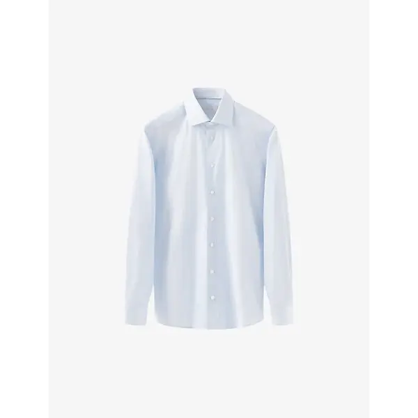Eton Elevated Twill Slim-fit Cotton Shirt - Light Blue