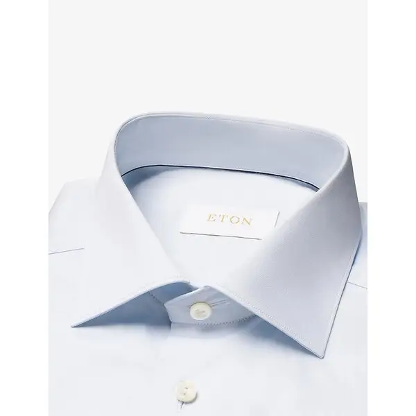 Eton Elevated Twill Slim-fit Cotton Shirt - Light Blue